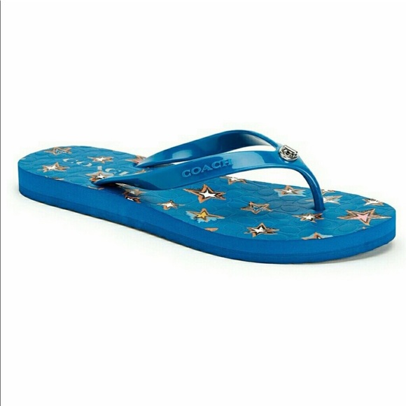 Coach | Shoes | Nib Coach Abigail Blue Star Flip Flops Size 78 | Poshmark